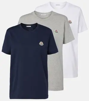 Moncler Set Of Three Cotton Jersey T-shirts - Multicoloured