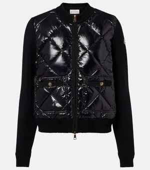 Moncler Quilted Down-paneled Cotton Cardigan - Black