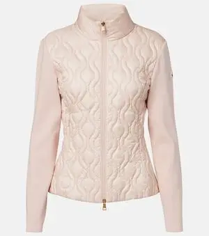 Moncler Down-paneled Cotton Cardigan - Pink