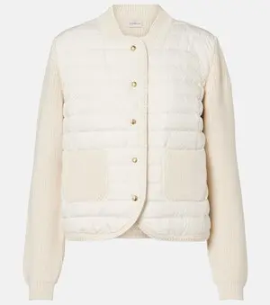 Moncler Quilted Down-paneled Cotton Cardigan - White