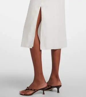 Posse Darya Embroidered Linen And Cotton Midi Dress - White