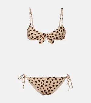 Valentino Garavani Polka-dot Bow-detail Bikini - Beige