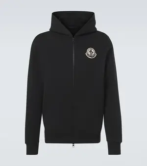 Moncler Logo Cotton Zip-up Hoodie - Black