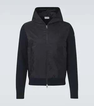 Moncler Tricot Hooded Cotton-blend Jacket - Blue