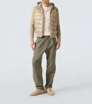 Moncler Tricot Down-paneled Virgin Wool Cardigan - Beige