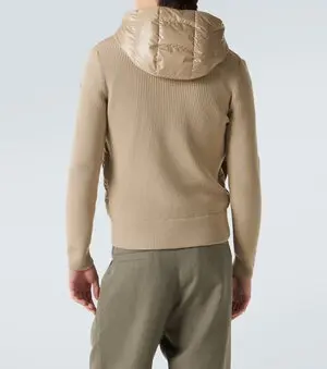 Moncler Tricot Down-paneled Virgin Wool Cardigan - Beige