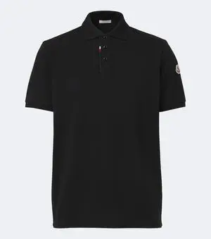 Moncler Cotton Piqué Polo Shirt - Black