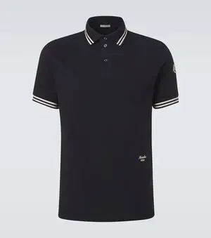 Moncler Cotton Piqué Polo Shirt - Blue