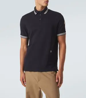 Moncler Cotton Piqué Polo Shirt - Blue