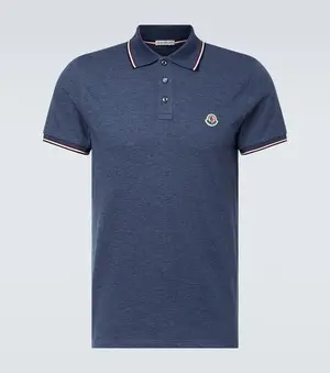 Moncler Cotton Piqué Polo Shirt - Blue