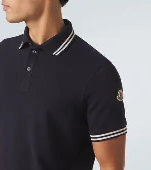 Moncler Cotton Piqué Polo Shirt - Blue