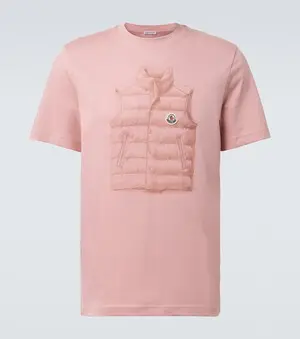 Moncler Printed Cotton Jersey T-shirt Pink
