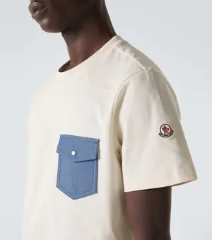 Moncler Denim-trimmed Cotton Jersey T-shirt