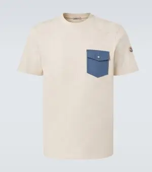 Moncler Denim-trimmed Cotton Jersey T-shirt - Beige