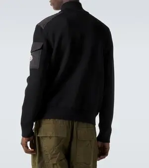 Moncler Tricot Down-paneled Virgin Wool Cardigan