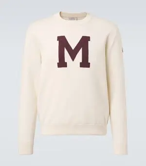 Moncler Embroidered Cotton-blend Sweater - White