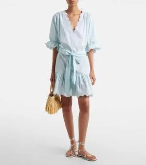 JULIET DUNN Embroidered Cotton Poplin Mini Dress