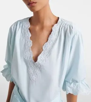 JULIET DUNN Embroidered Cotton Poplin Mini Dress