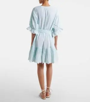 JULIET DUNN Embroidered Cotton Poplin Mini Dress