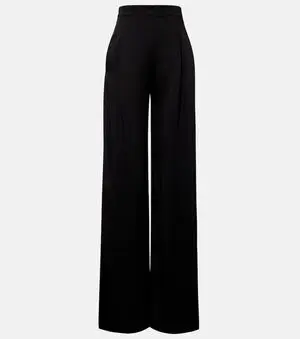 Max Mara Crêpe Satin Wide-leg Pants - Black