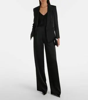 Max Mara Crêpe Satin Wide-leg Pants - Black