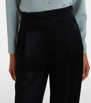 Max Mara Crêpe Satin Wide-leg Pants - Black