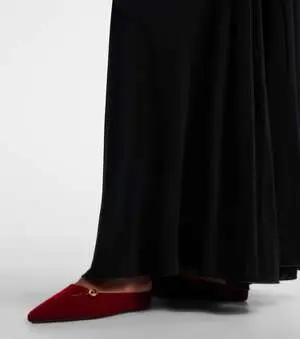 HERBERT LEVINE Velvet Mules With Pointed Toe - Red