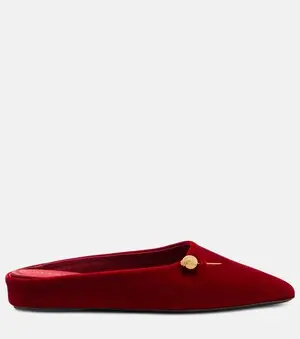 HERBERT LEVINE Velvet Mules With Pointed Toe - Red