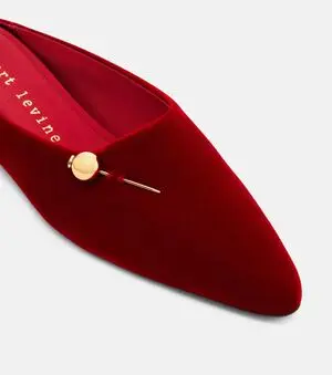 HERBERT LEVINE Velvet Mules With Pointed Toe - Red