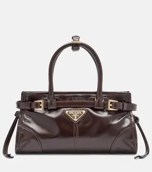 Prada Prada Bonnie Mini Leather Top-Handle Bag Brown