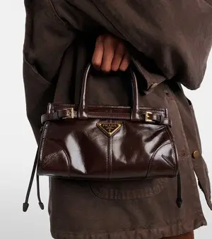 Prada Bonnie Mini Leather Top-handle Bag - Brown