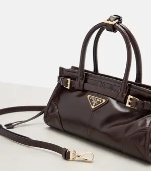 Prada Bonnie Mini Leather Top-handle Bag - Brown