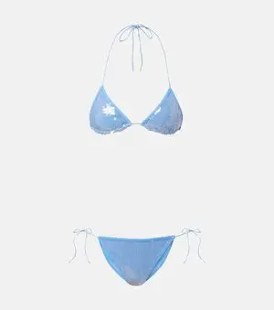 Oseree Sequin Triangle Bikini - Blue
