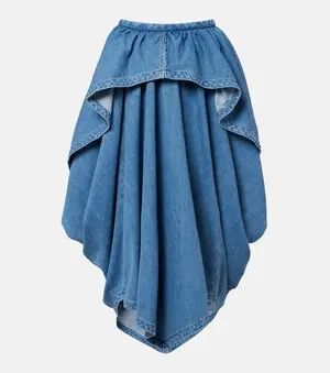 Loewe Asymmetrical Denim Midi Skirt - Blue
