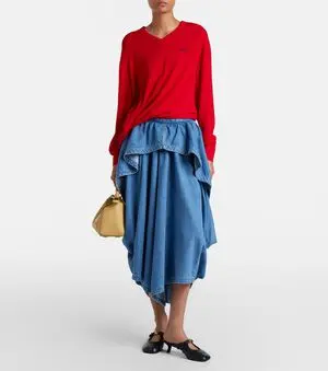 Loewe Asymmetrical Denim Midi Skirt