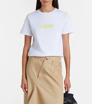 Loewe Logo Cotton-blend Jersey T-shirt - White