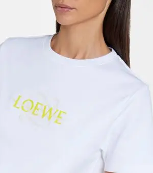 Loewe Logo Cotton-blend Jersey T-shirt - White