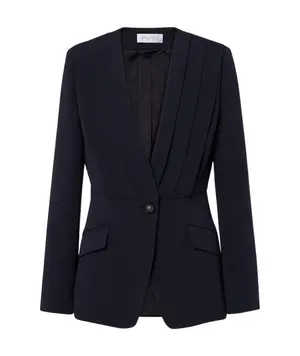 Max Mara Pleated Cady Blazer - Blue