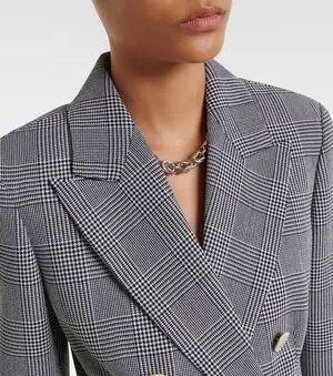 Max Mara Prince Of Wales Check Virgin Wool Blazer - Black