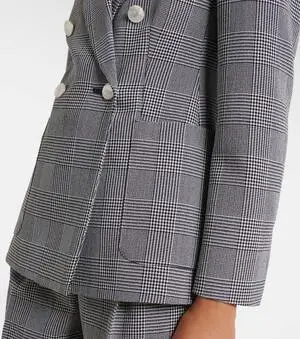 Max Mara Prince Of Wales Check Virgin Wool Blazer - Black