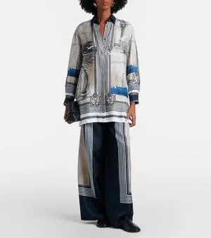 Max Mara Printed Silk Twill Palazzo Pants