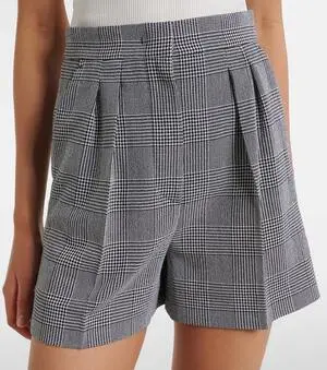 Max Mara Prince Of Wales Check Wool Crêpe Shorts