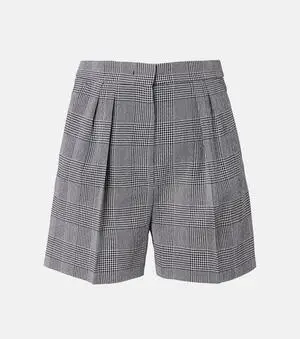Max Mara Prince Of Wales Check Wool Crêpe Shorts - Black