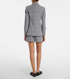 Max Mara Prince Of Wales Check Wool Crêpe Shorts - Black