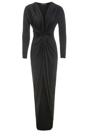 SARVIN Knot Front Midi Dress - Black