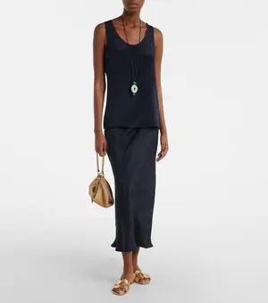 Max Mara Silk Crêpe De Chine Tank Top - Blue
