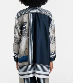 Max Mara Oversized Printed Silk Twill Shirt