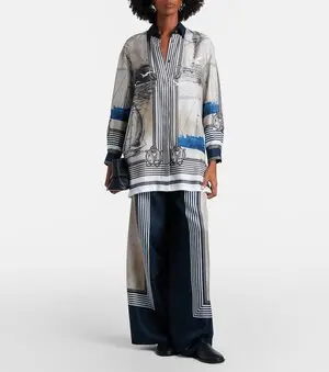 Max Mara Oversized Printed Silk Twill Shirt