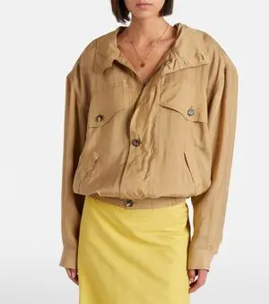 Saint Laurent Oversized Blouson Jacket In Cupro