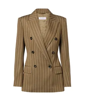 Max Mara Balta Pinstripe Double-breasted Blazer - Brown